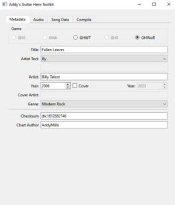 Compiling Guitar Hero World Tour Style Songs - Addy Mills's Site